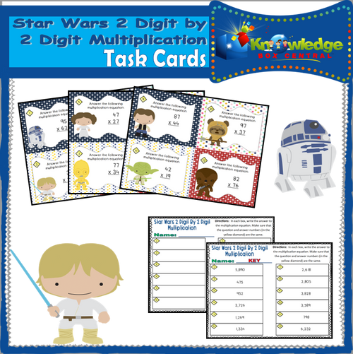 Star Wars 2 Digit By 2 Digit Multiplication Task Cards With Response ...