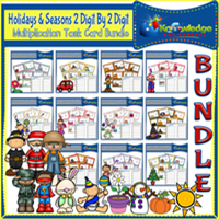 Holidays & Seasons 2 Digit By 2 Digit Multiplication Task Cards BUNDLE