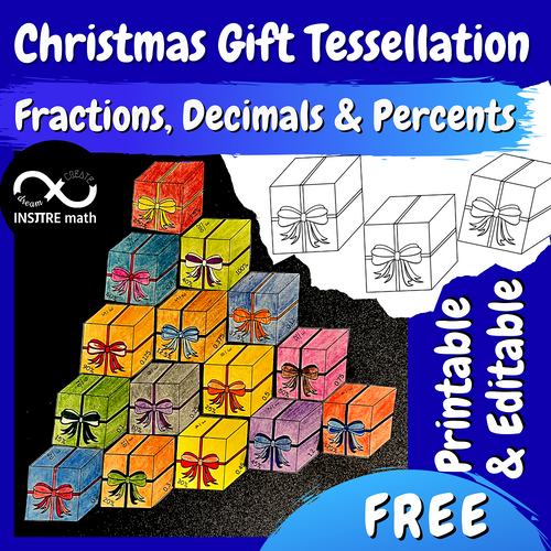 FREE Christmas Math Gift Tessellation Converting Fractions, Decimals ...