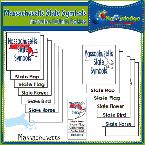 Massachusetts State Symbols Interactive Foldable Booklets