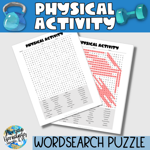 Physical Activity Word Search Puzzle