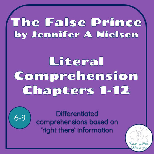 The False Prince LITERAL Reading Comprehension Chapters 1-12 - Amped Up ...