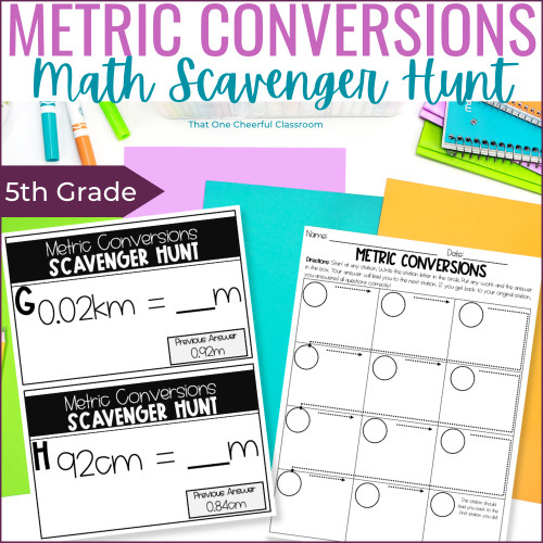 5th Grade Metric Length Measurement Conversions Scavenger Hunt Activity ...
