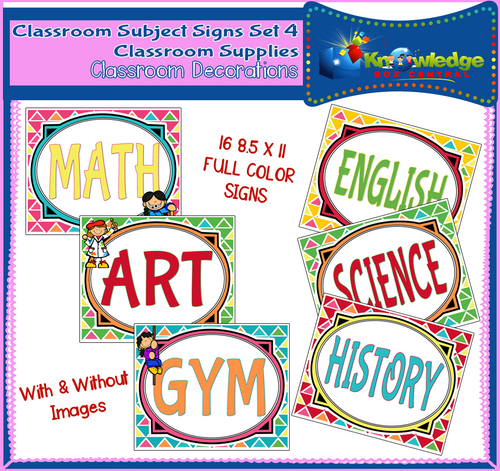 Classroom Subject Signs Set 4