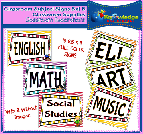 Classroom Subject Signs Set 5