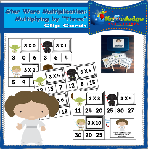Star Wars Multiplication: Multiplying By THREE Clip Cards