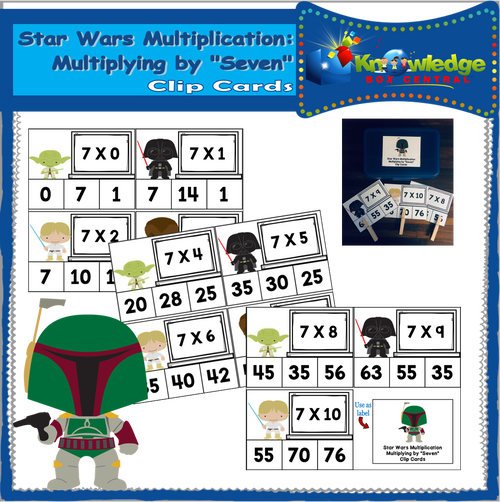 Star Wars Multiplication: Multiplying By SEVEN Clip Cards