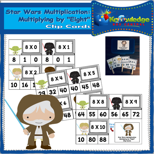 Star Wars Multiplication: Multiplying By EIGHT Clip Cards