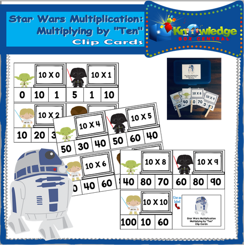 Star Wars Multiplication: Multiplying By TEN Clip Cards