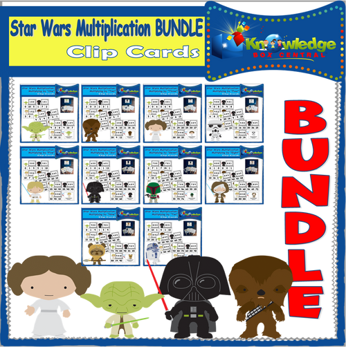 Star Wars Multiplication: Multiplying Clip Cards BUNDLE