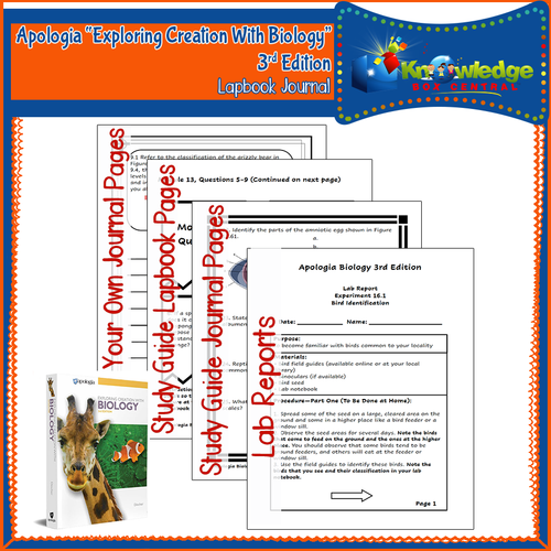 Apologia Exploring Creation With Biology 3rd Edition Lapbook Journal