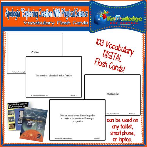 Apologia Exploring Creation With Physical Science Vocabulary Word Flash ...