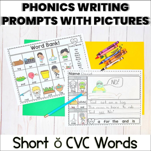 Short O CVC Words Writing Prompts with Pictures