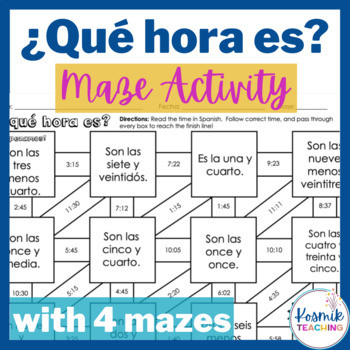 Spanish Time Independent Practice - Maze Activity - Amped Up Learning