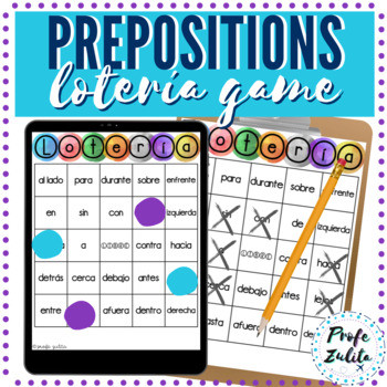 Lotería BINGO Game | Spanish prepositions practice - Amped Up Learning