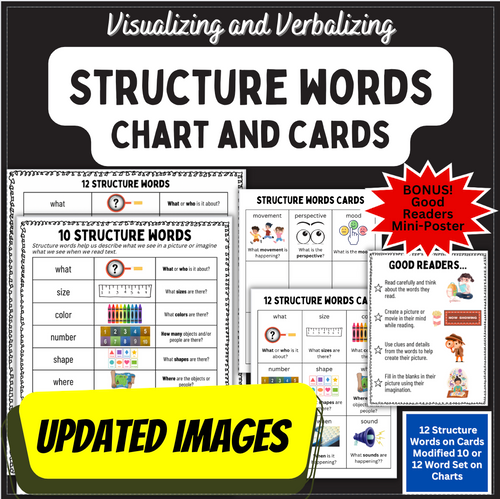 Structure Words Cards and Chart for Reading and Language Comprehension