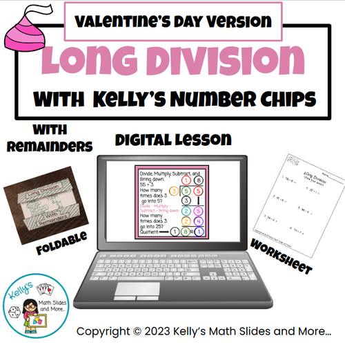 Valentine's Day Long Division with Number Chips - Amped Up Learning