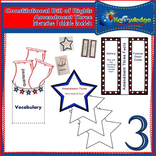 Constitutional Bill of Rights: Amendment Three Interactive Foldable ...