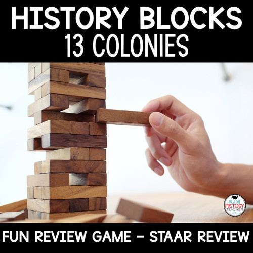 US History Review Game History Blocks 13 Colonies STAAR Review - Amped ...