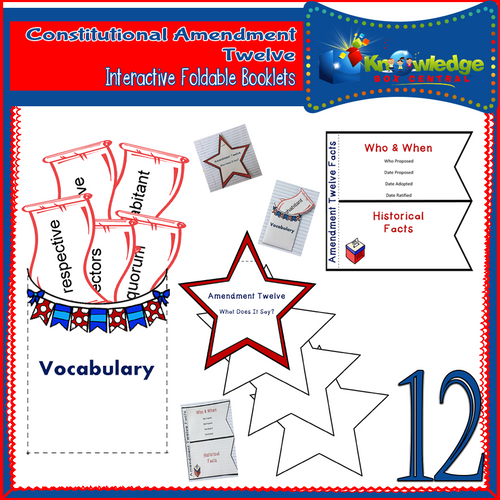 Constitutional Amendment Twelve Interactive Foldable Booklets