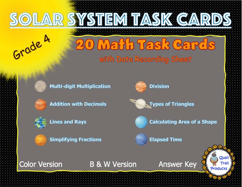 Solar System Math Task Cards