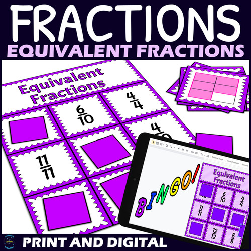 Equivalent Fractions Activity - Bingo Game - Fraction Symbols