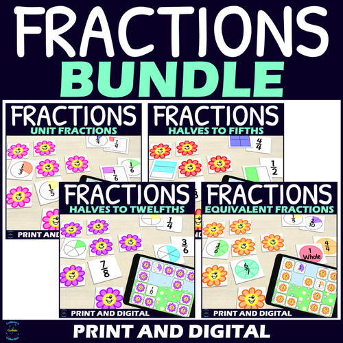 Spring Common Fractions Activities BUNDLE - Matching Games