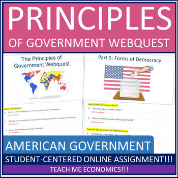 Principles of American Government Webquest Printable Worksheet or Google Slides - Amped Up Learning