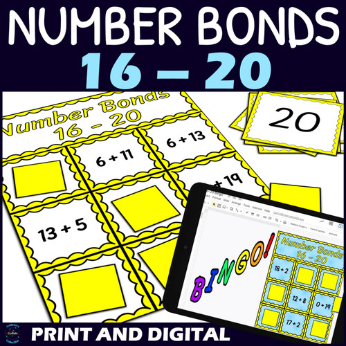Number Bonds to 20 Activity - Bingo Game - Printable and Digital ...