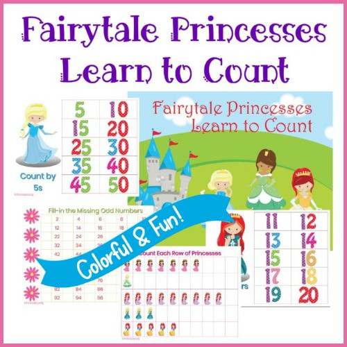 Fairytale Princess Math Counting Printables : learn to count and skip count