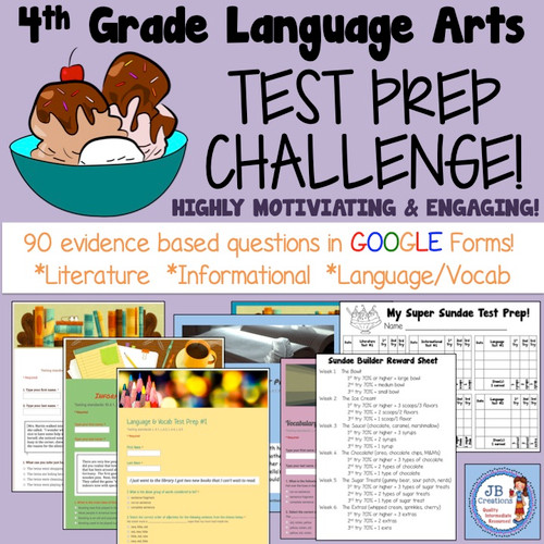 4th Grade STATE TEST Prep Language Arts CHALLENGE (using Google Forms ...