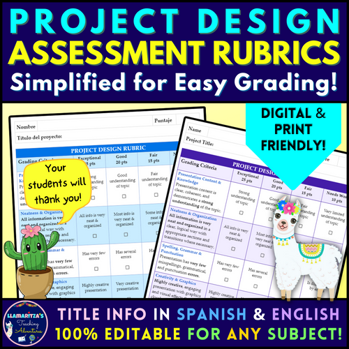 Project Design Assessment Rubrics - Simplified for Easy Grading!