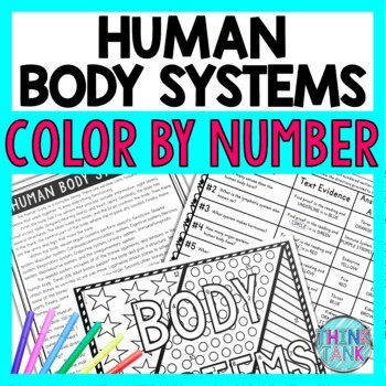 Human Body Systems Color by Number, Reading Passage and Text Marking