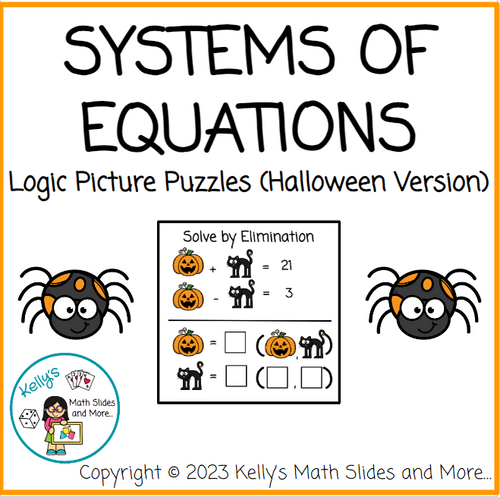 Halloween Systems of Equations Logic Picture Puzzles - Amped Up Learning