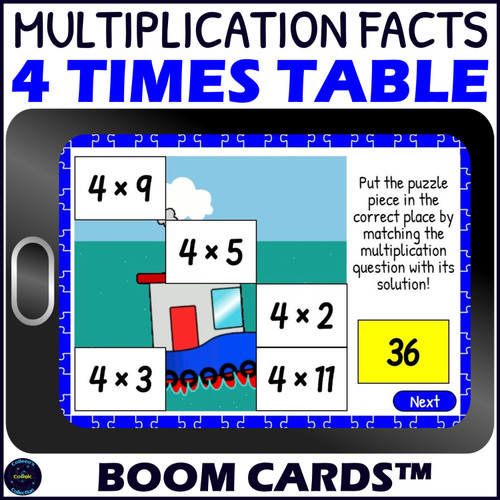 Multiplication Facts for 4 Times Table Practice - Mystery Pictures ...
