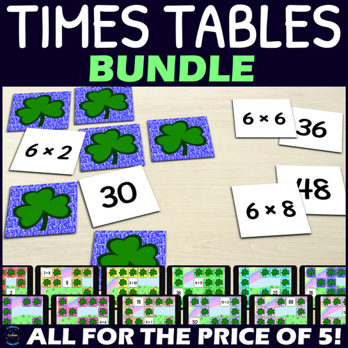 St Patricks Day Multiplication Facts for 1-12 Times Tables Activities ...