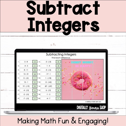 Subtracting Integers Self-Checking Digital Activity - Amped Up Learning