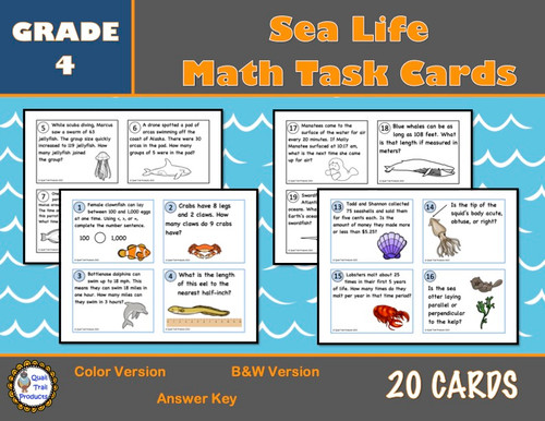 Sea Life Math Task Cards