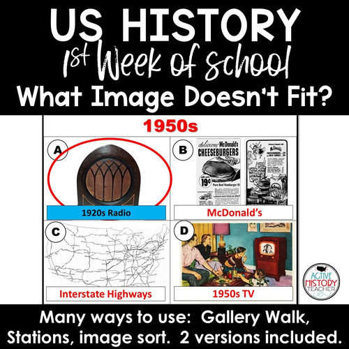 US History Class Introduction Activity 1st Day of School What image ...