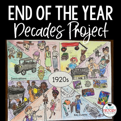 US History Decades Project End of the Year FREE & EDITABLE