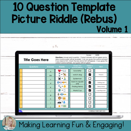 Editable Picture Riddle Template - Self-Checking Self-Grading Digital ...