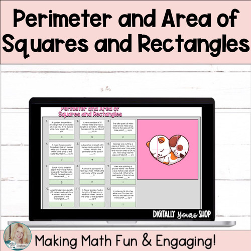 Perimeter and Area of Rectangles and Squares Word Problems Digital Self ...