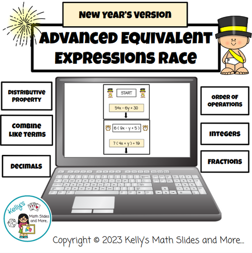 New Year's Advanced Equivalent Expressions Race - Amped Up Learning