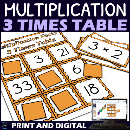 3 Times Table Activity - Multiplication Facts Bingo Game