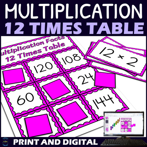 12 Times Table Activity - Multiplication Facts Bingo Game
