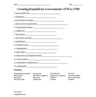 U.S. History Vocabulary Word Scrambles Review Bundle - Amped Up Learning