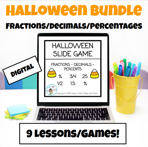 Halloween Fractions Decimals Percentages Bundle of 9 Games/Lessons ...