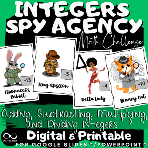 Integer Operations Spy Agency Math Challenge | Add Subtract Multiply ...