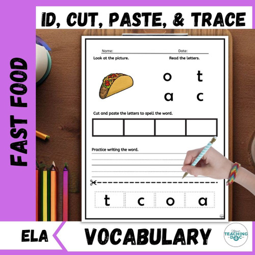 Fast Food Functional Sight Word Vocabulary Scramble Literacy Worksheets