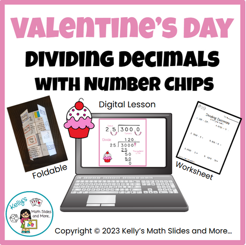 Valentine's Day Dividing Decimals with Number Chips - Amped Up Learning